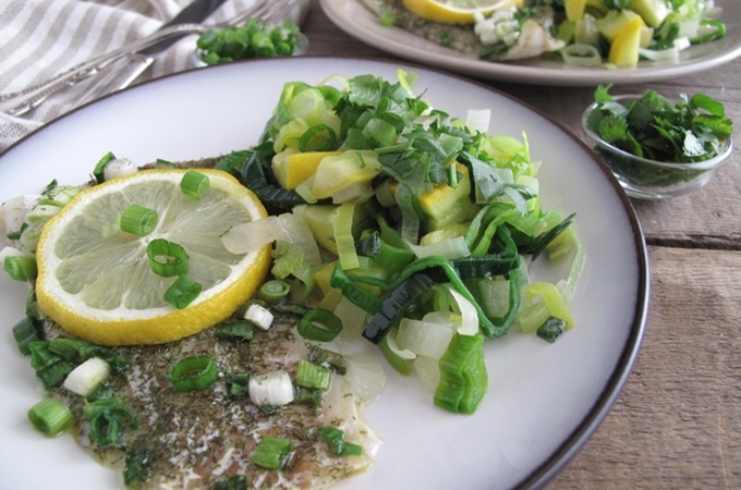 Oven Baked Cod Fish with Spring Vegetables - Autoimmune Wellness